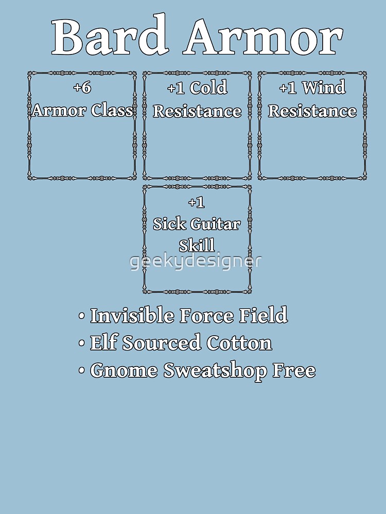 "Bard Armor: Role Playing DND 5e Pathfinder RPG Tabletop RNG" T-shirt ...