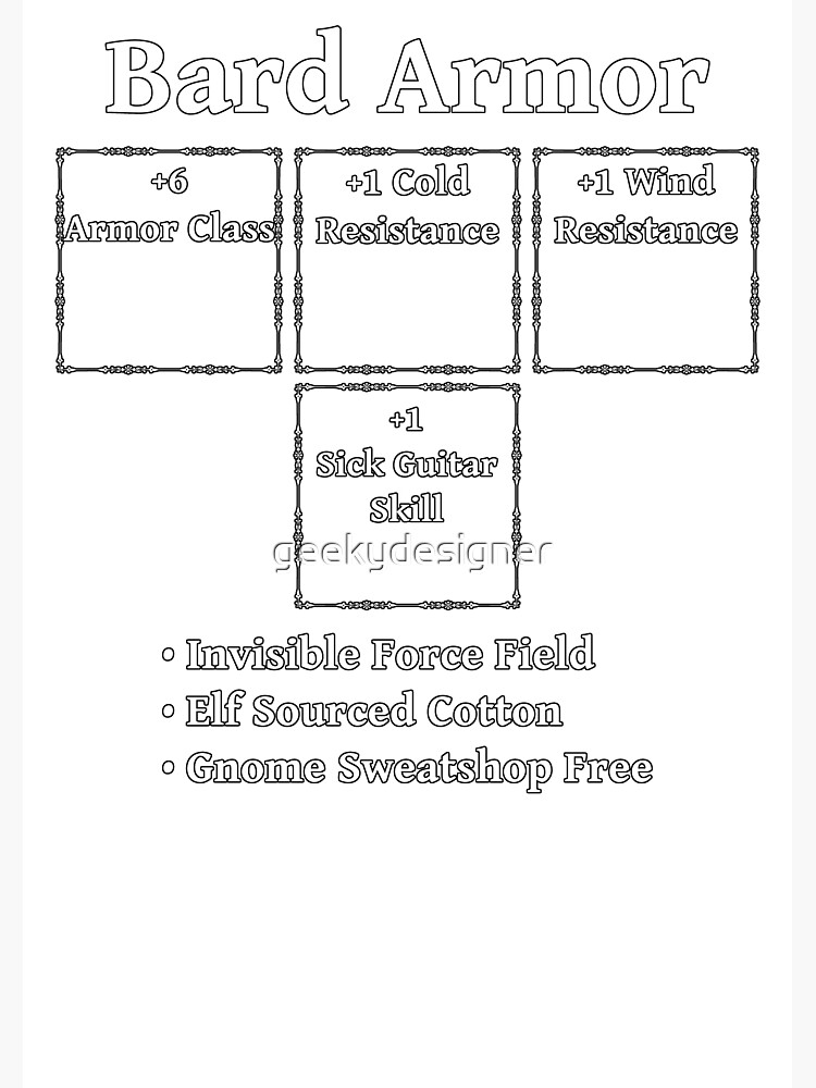 Póster «Bard Armor: Juego de roles DND 5e Pathfinder RPG Tabletop RNG ...