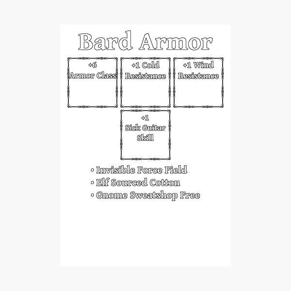 "Bard Armor: Role Playing DND 5e Pathfinder RPG Tabletop RNG ...