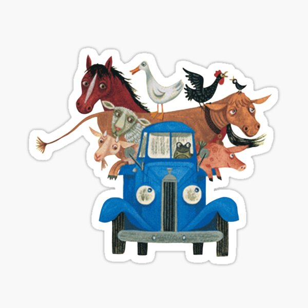 "Little Blue Truck and Farm Animals Illustration" Sticker for Sale by ...