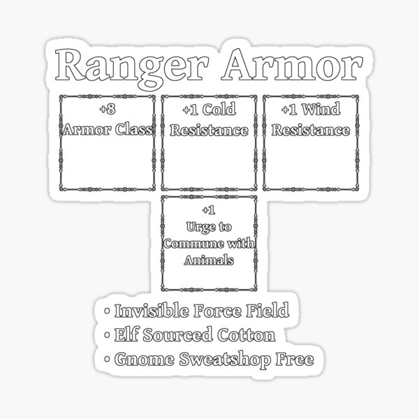 "Ranger Armor: Role Playing DND 5e Pathfinder RPG Tabletop RNG" Sticker ...