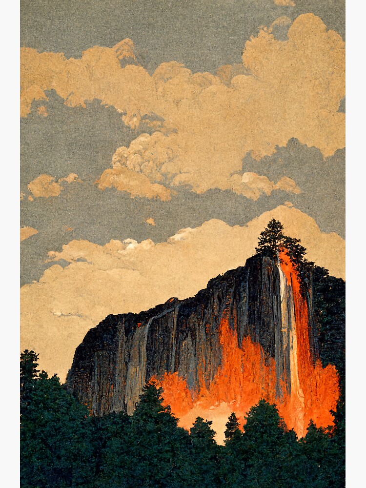 "Yosemite Firefall" Sticker for Sale by R-PattersonArt | Redbubble