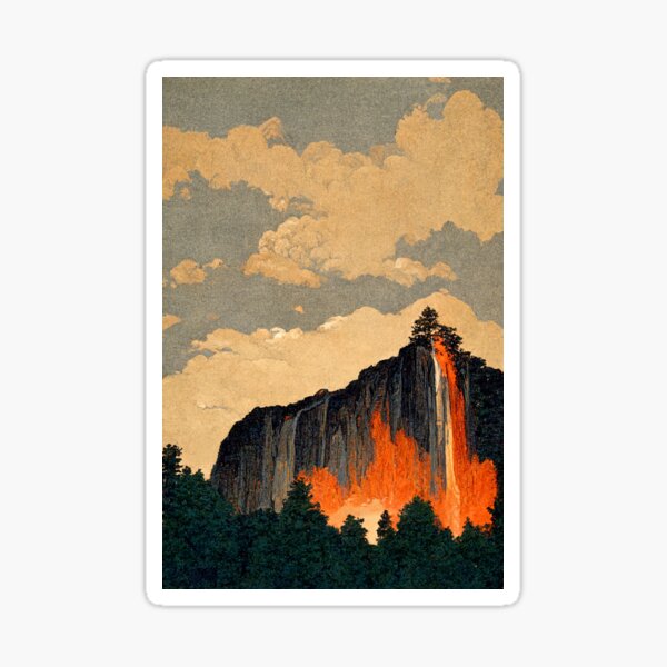 "Yosemite Firefall" Sticker for Sale by R-PattersonArt | Redbubble