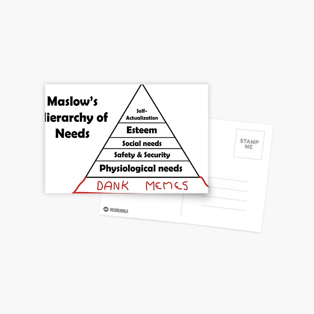 "Maslow's Hierarchy of Dank Memes" Postcard for Sale by money4yeezys ...