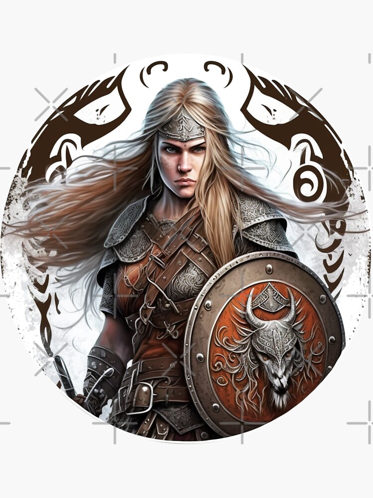 "Viking Shield Maiden White" Sticker for Sale by TheRebelThreads ...