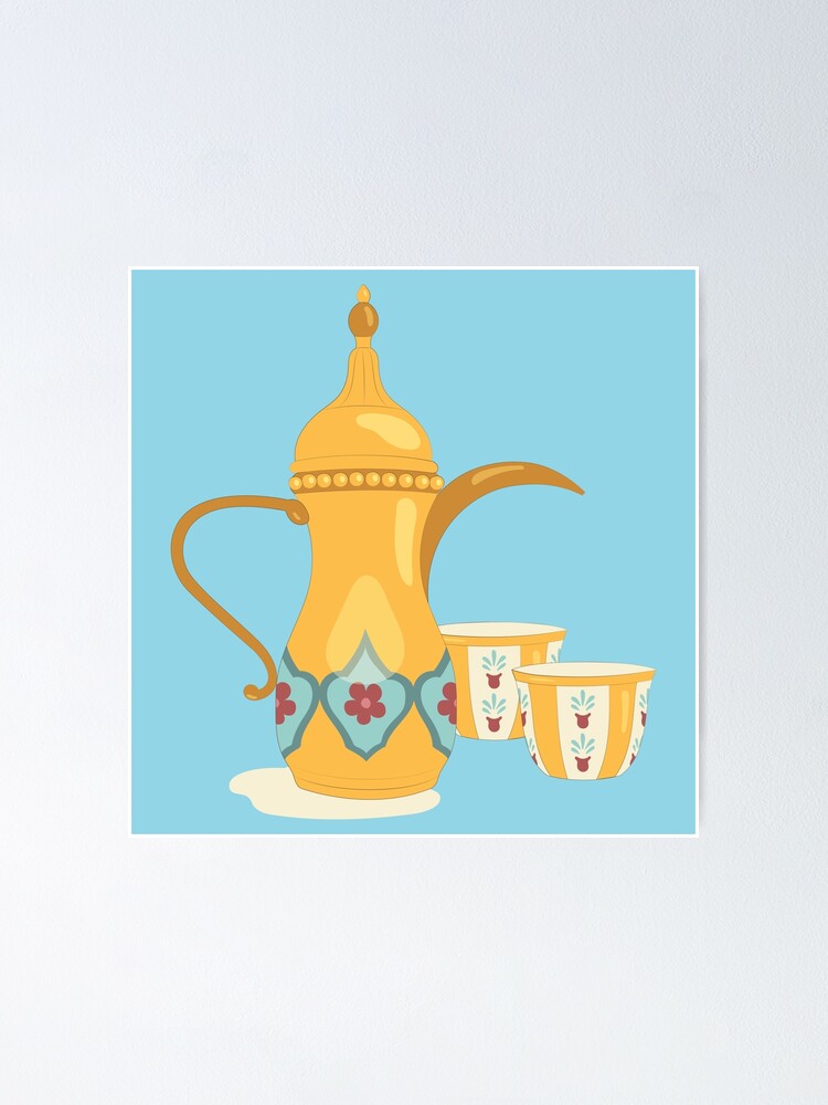 "Arabic Coffee Cups and Dallah Illustration" Poster for Sale by minki ...
