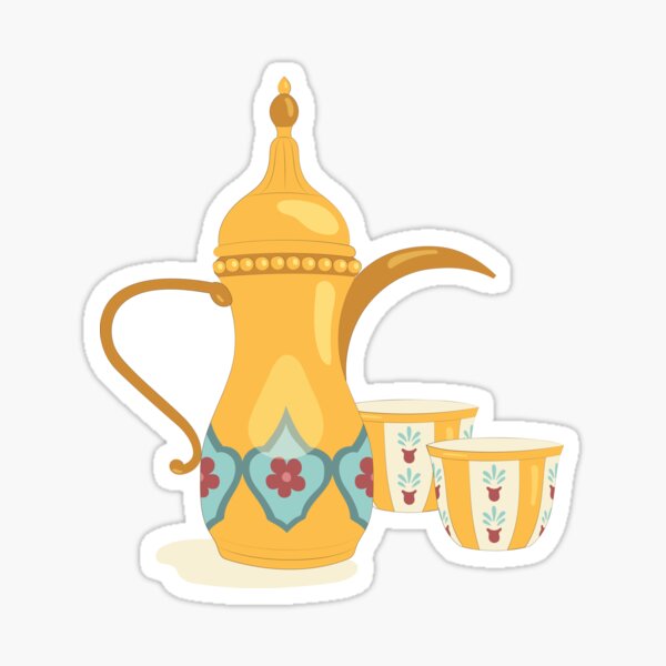 "Arabic Coffee Cups and Dallah Illustration" Sticker for Sale by minki ...