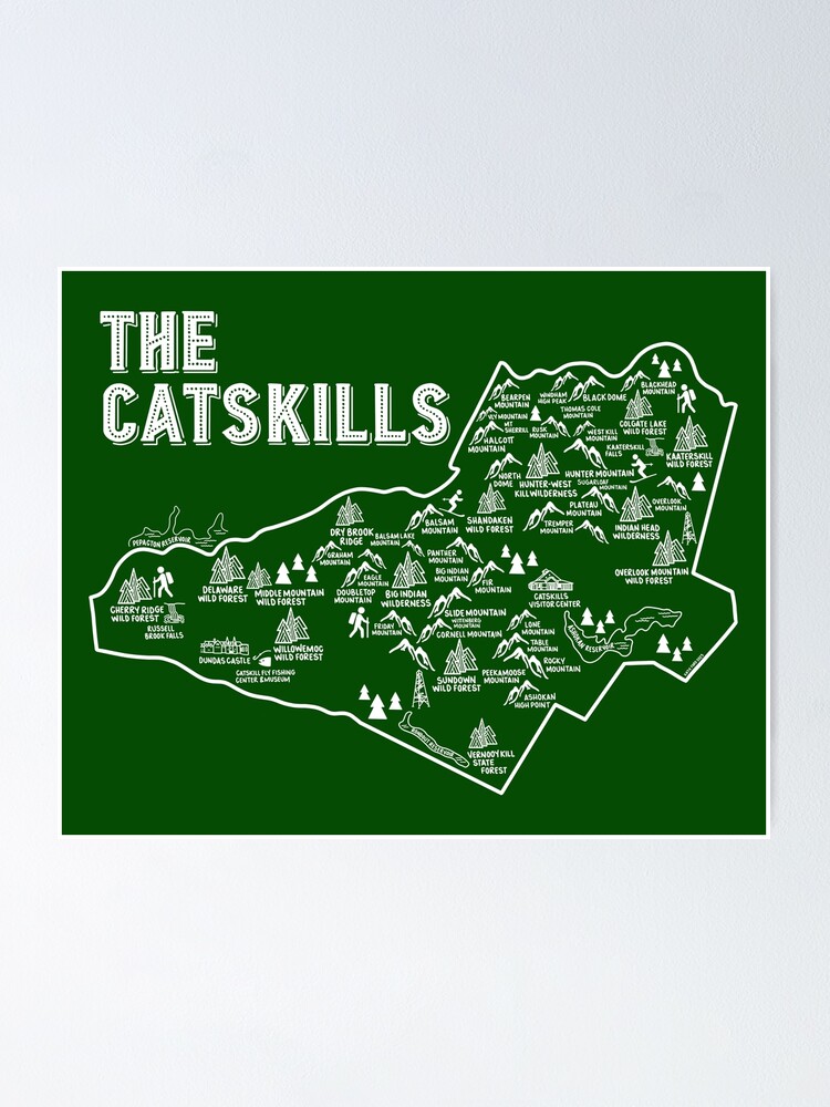 "The Catskills Map Art" Poster for Sale by fiberandgloss | Redbubble