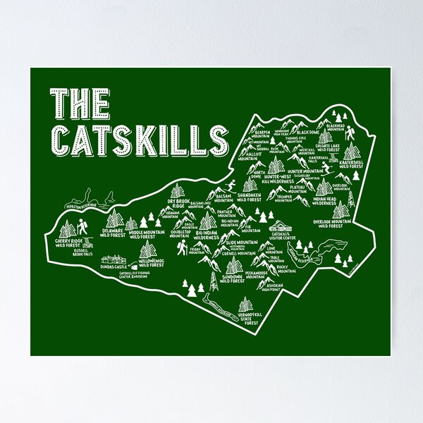 "The Catskills Map Art" Poster for Sale by fiberandgloss | Redbubble