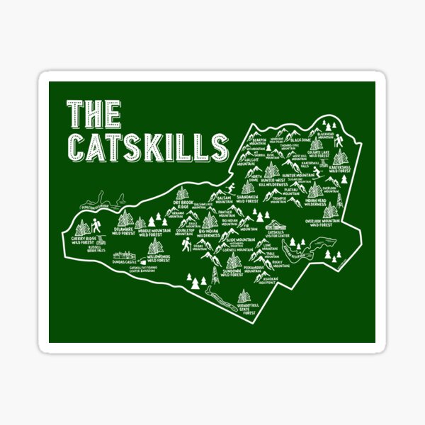 "The Catskills Map Art" Sticker for Sale by fiberandgloss | Redbubble