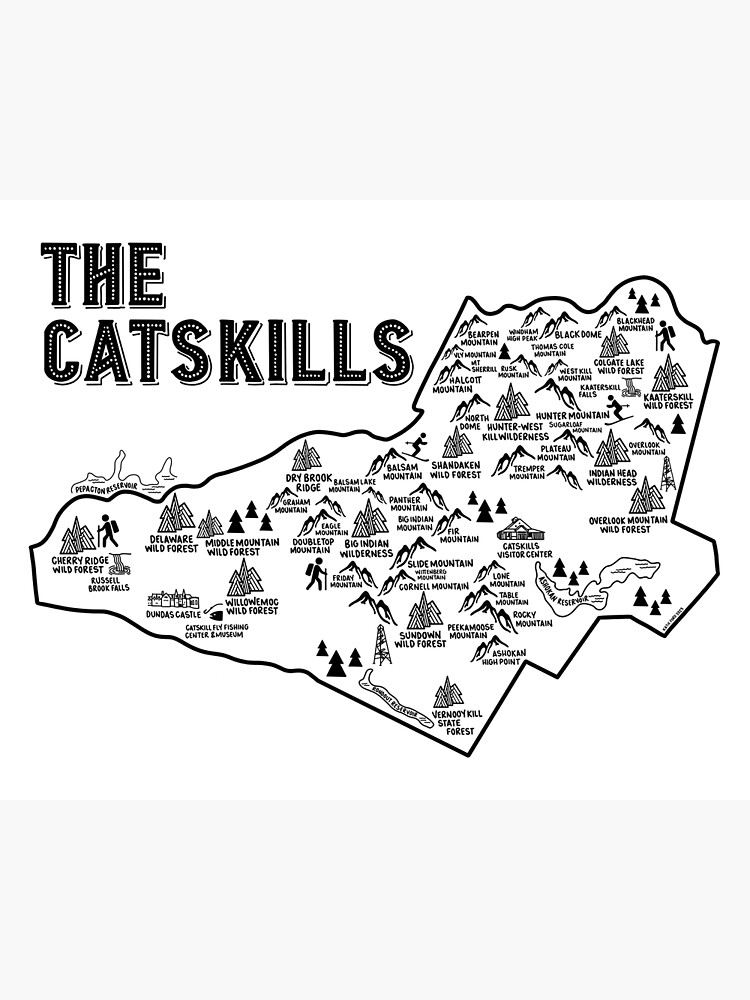 "The Catskills Map Art" Poster for Sale by fiberandgloss | Redbubble