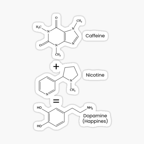 "Caffeine Nicotine Dopamine" Sticker for Sale by fa-orange76 | Redbubble