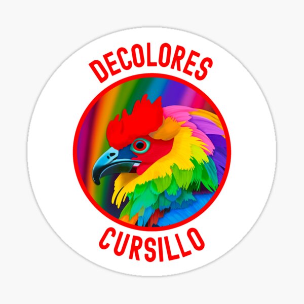 "DeColores Cursillo Colorful Rooster with Rainbow Background-White ...