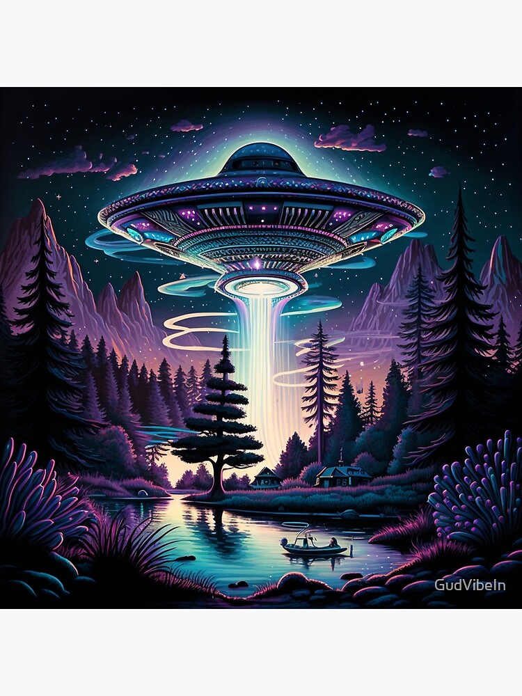 UFO Painting Premium Matte Vertical Poster Designed & Sold By Eric Bryant