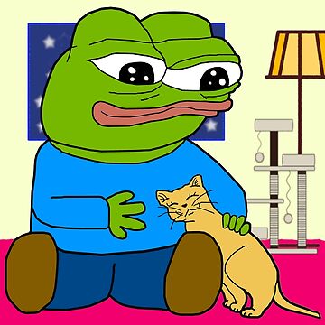 "Pepe With Cat" Sticker for Sale by Slav-Art | Redbubble