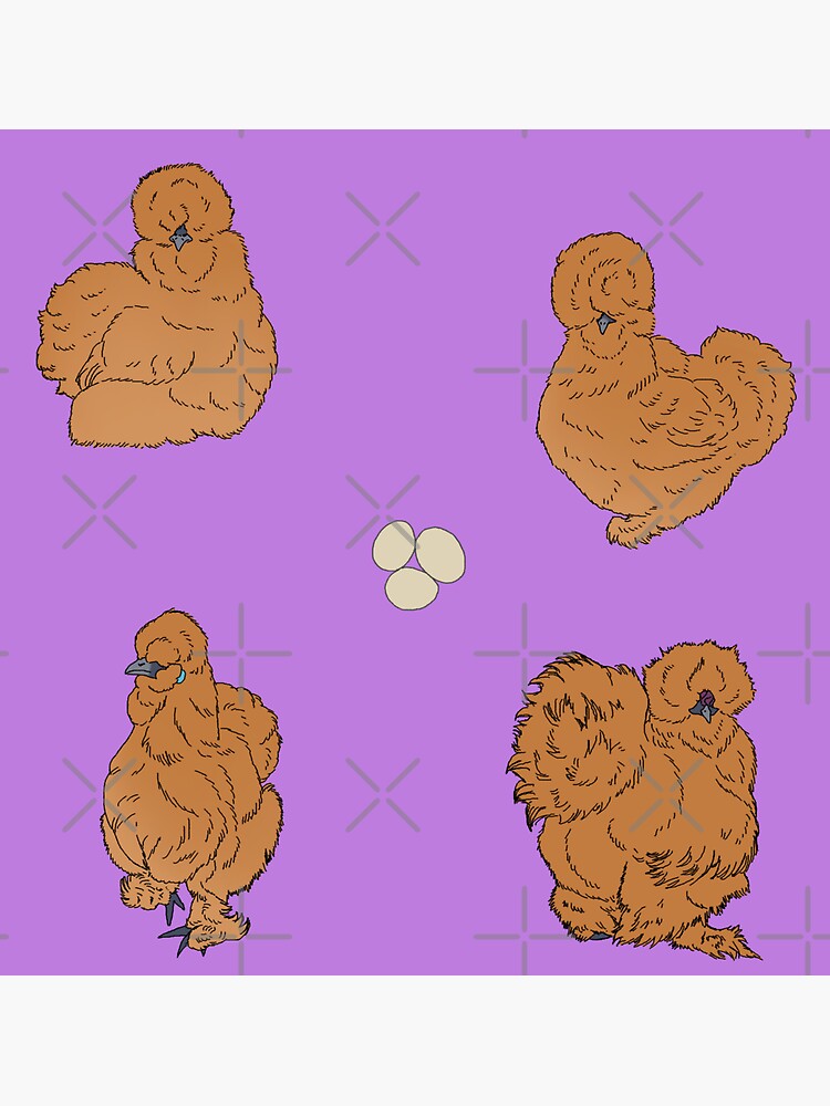 "Buff Silkie Chicken Pattern Purple" Sticker for Sale by TrapperWeasel ...