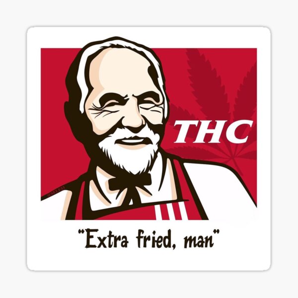 "THC, Extra Fried Man" Sticker by canobiggs | Redbubble
