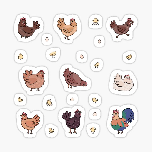 "Chicken pack cute chickens chicks and rooster illustration for ...