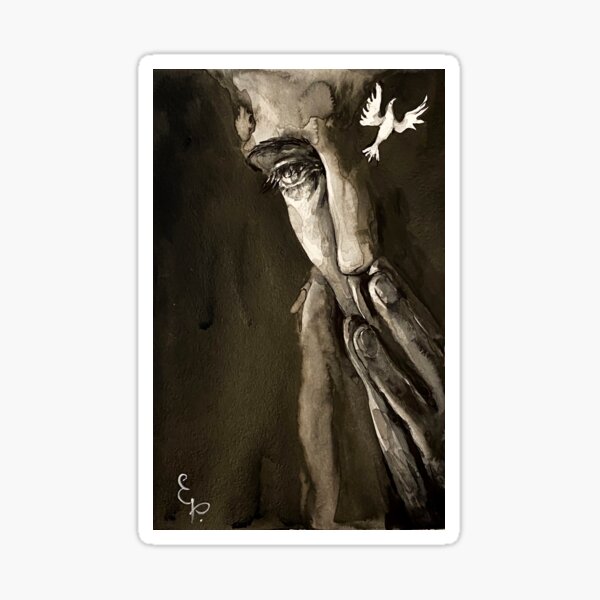 "A picture of sadness. Heavy thoughts, perhaps regrets." Sticker for ...