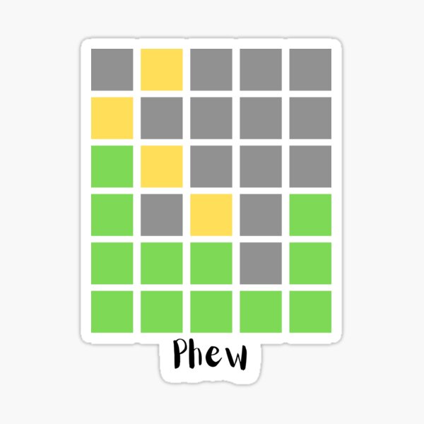 "Wordle Phew, Wordle meme" Sticker for Sale by MD Store ️ | Redbubble