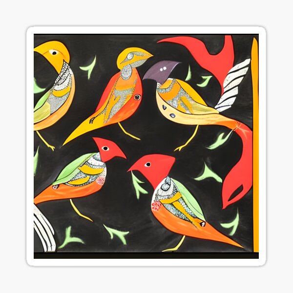 "Textile Batik Pattern with Floral and Bird Motifs 11" Sticker for Sale ...