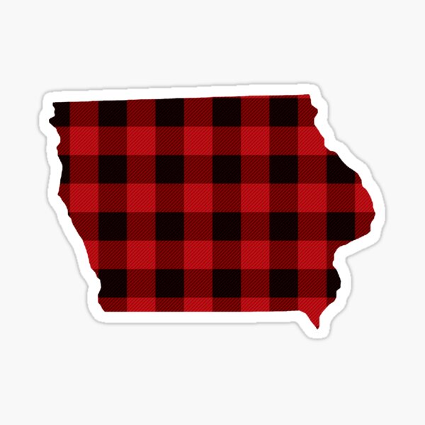 "Red Plaid Iowa" Sticker by kevgib | Redbubble