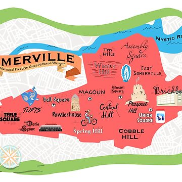 "somerville, mass map" Sticker for Sale by Mitra Farmand | Redbubble