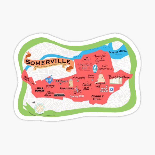 "somerville, mass map" Sticker for Sale by Mitra Farmand | Redbubble