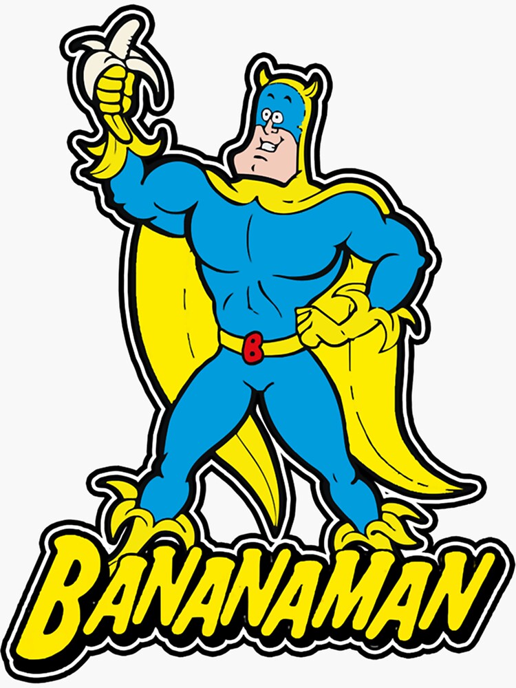 "Bananaman Classic Cartoon" Sticker for Sale by JohnRender | Redbubble