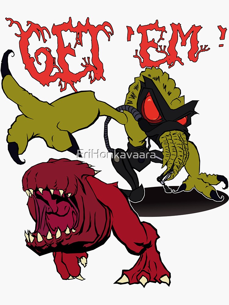 "GET 'EM!" Sticker for Sale by EriHonkavaara | Redbubble