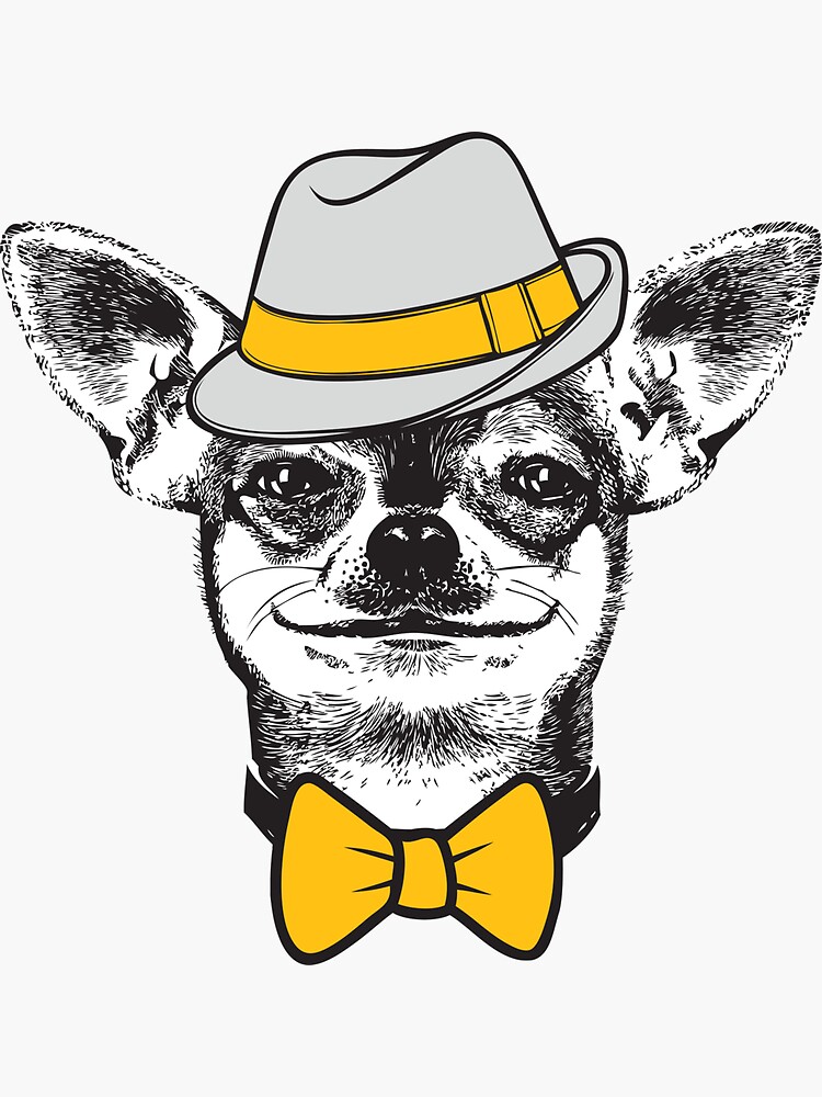 "Dogs Chihuahua Dapper Doggo" Sticker by LemonRindDesign | Redbubble