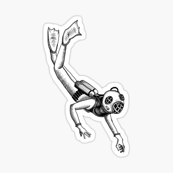 "Deep Diver" Sticker for Sale by Drawlander | Redbubble