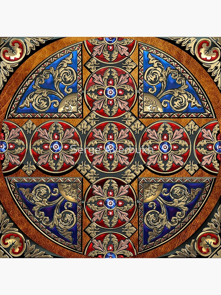 "Ornate Medieval Sacred Celtic Cross over Brown Leather " Art Print by ...