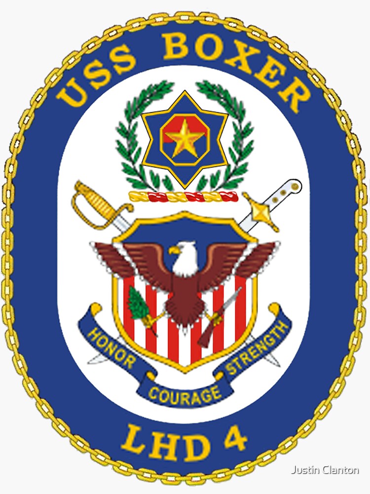 "USS Boxer (LHD-4) Logo" Sticker for Sale by TeamBride | Redbubble