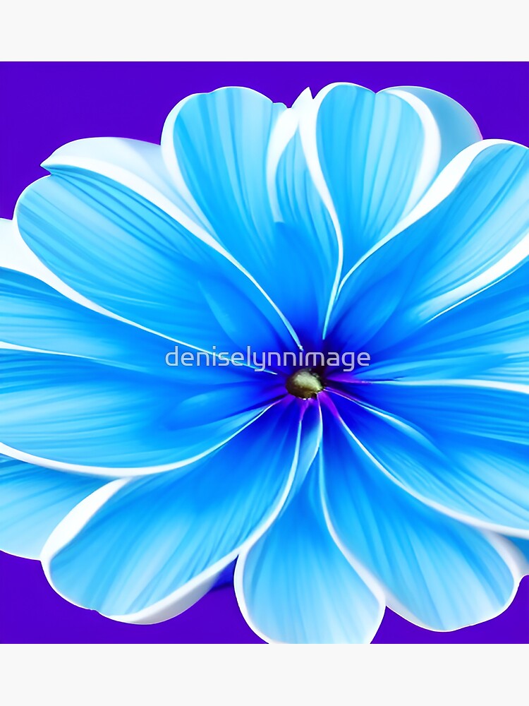 "Hawaiian Floral Design with Single Ocean Blue Flower with Deep Purple ...