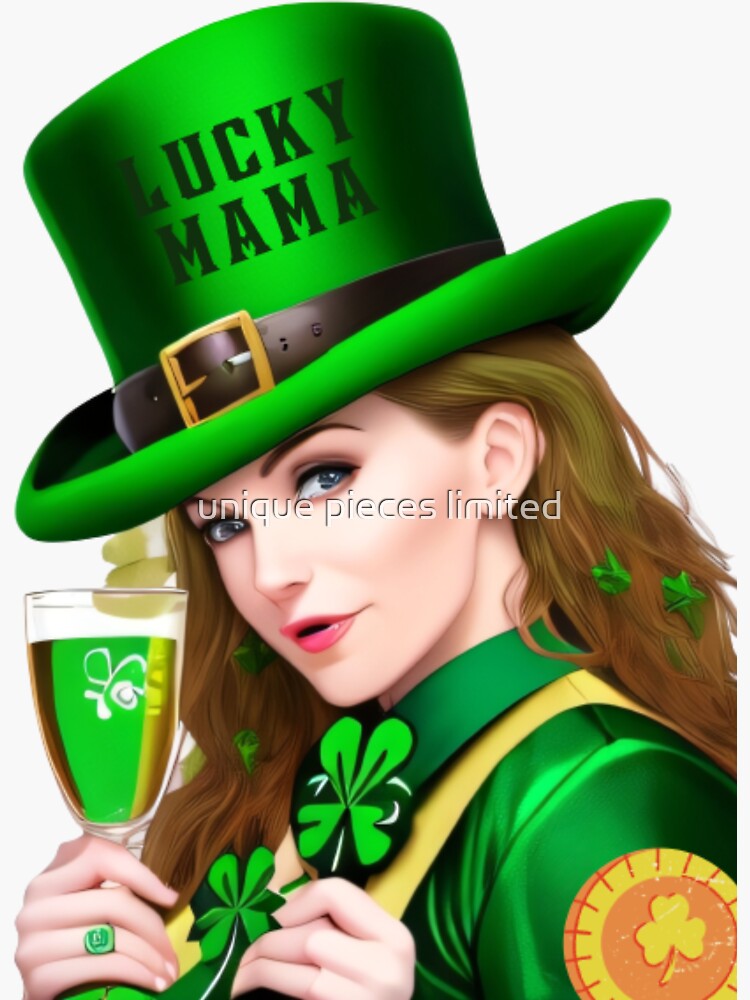 "womens lucky mama st patricks day mom mother shamrock" Sticker for ...