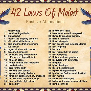"42 Laws Of Maat - Positive Affirmations" Poster for Sale by ...