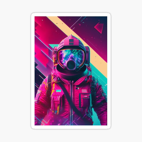 "80s Synthwave Astronaut" Sticker for Sale by RESToRAPTOR | Redbubble