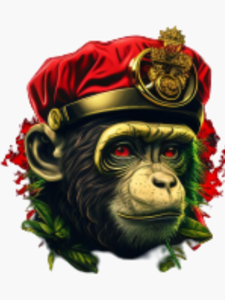 "a face of a monkey smoking weed, with the eyes red of tired, the ...