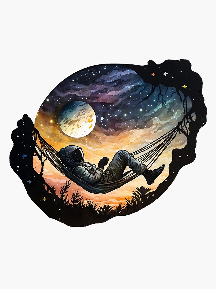 "Watercolor Astronaut Hammock Sticker" Sticker for Sale by The-AI ...