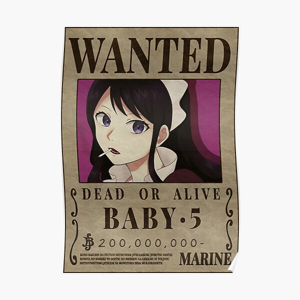 "Baby 5 Bounty One Piece Wanted Poster" Poster for Sale by One Piece ...