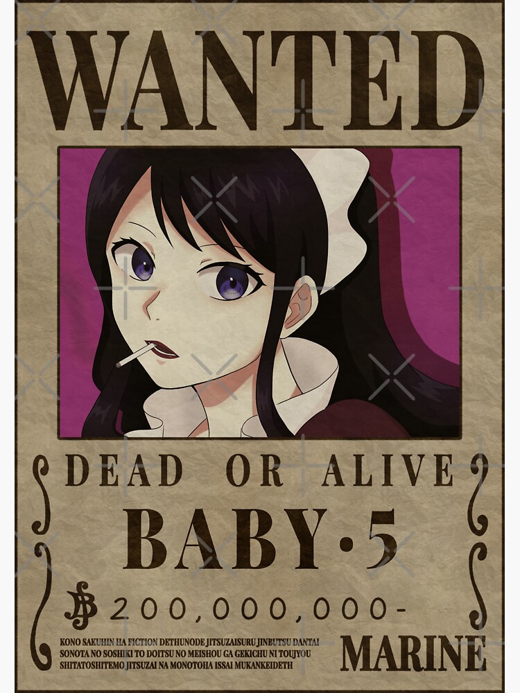"Baby 5 Bounty One Piece Wanted Poster" Sticker for Sale by One Piece ...