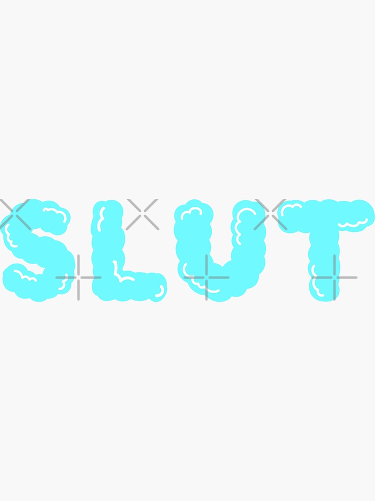 Slut Fluffy Blue Letters Sticker For Sale By Kinkshoppe Redbubble
