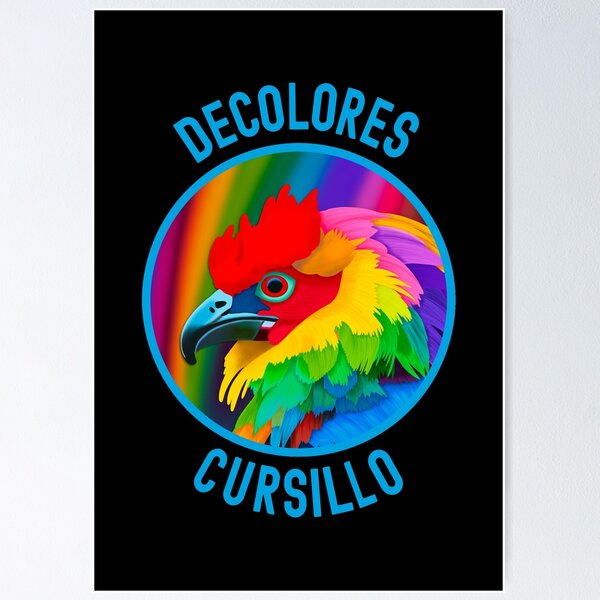 "DeColores Cursillo Colorful Rooster with Rainbow Background-Blue ...
