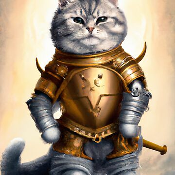 "Stunning armor knight cat-AI generated art" Sticker for Sale by Frostp ...