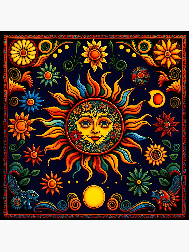 "Huichol sun and flowers" Sticker for Sale by Mony26 | Redbubble