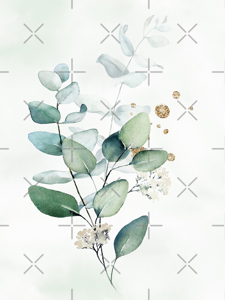 "Watercolor Eucalyptus Sage Green Print by Zouzounio Art" Sticker for ...