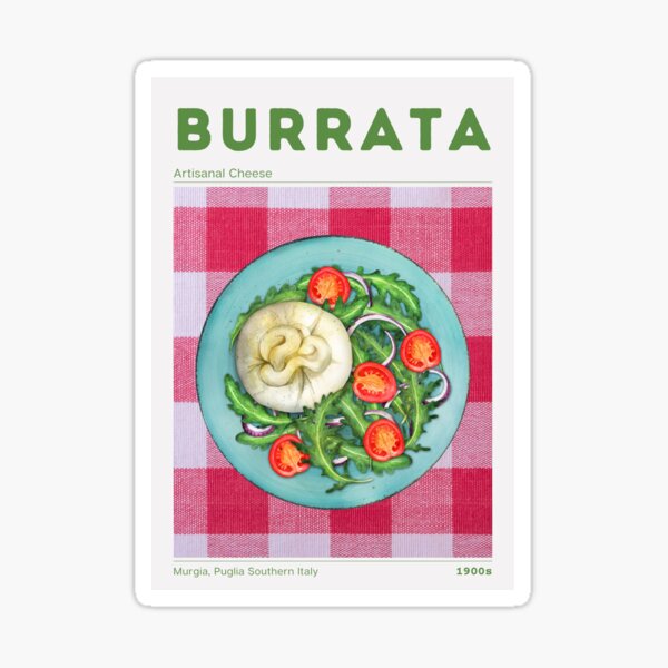 "Burrata Cheese Design No2 - Italian Tradition" Sticker for Sale by ...