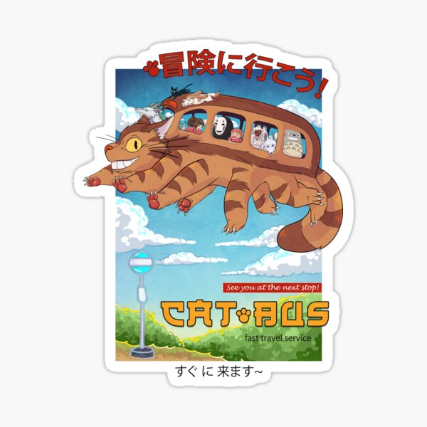 "cat bus travel service" Sticker for Sale by matchacha-art | Redbubble
