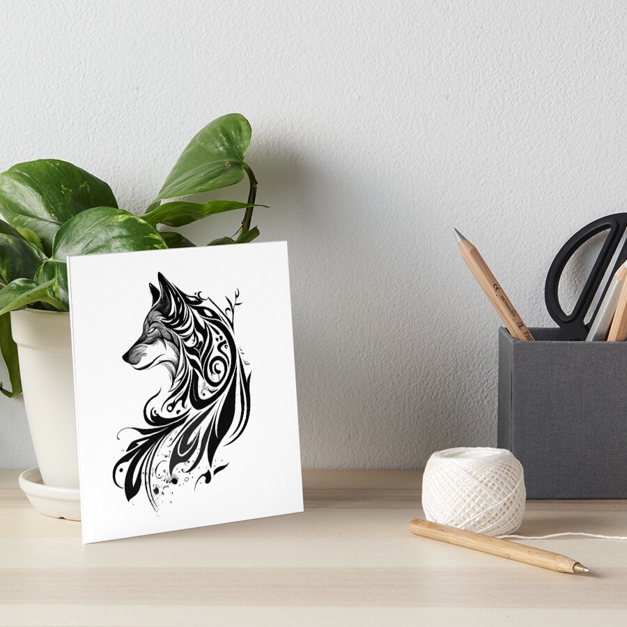 "Tribal Ink Wolf" Art Print for Sale by ShadowAndSlate | Redbubble